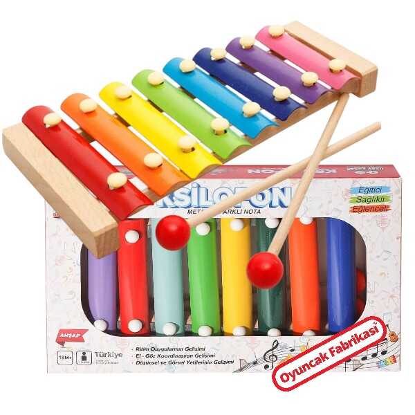 8 Notalı Ahşap Ksilofon Notalar Metal Müzikal Oyuncak Ahşap Oyuncak ...