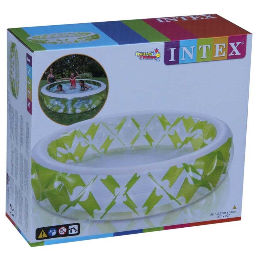 Intex 57182 Şişme Aile Havuzu Yeşil Şeritli 229x56 Cm (Yuvarlak) Şişme ...