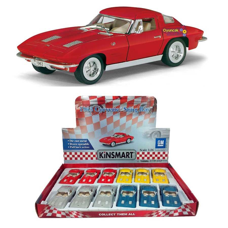 Kinsmart 1963 Corvette Sting Ray 1:36 Metal Çek Bırak Araba Çek Bırak ...