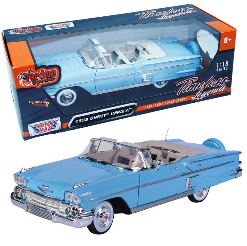 Motormax Model Araba Chevrolet İmpala 1:18 1958 Model Araba 1/18 Motor Max